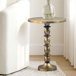 FineBuy Beistelltisch Alu Gold 40cm Metall Couchtisch Wohnzimmertisch Dekotisch Tisch