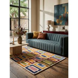 KADIMA DESIGN Wollteppich geometrisch Orange-Bunt 160 x 230 cm - DERWENT Kadima