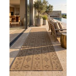 KADIMA DESIGN Teppich Outdoor KASBERG in Schwarz, im Vintage-Stil, 80 x 250 cm