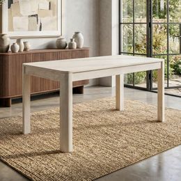 FineBuy Esstisch Massivholz 120cm Esszimmertisch White Wash K&uuml;chentisch 6 Personen Tisch