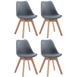 CLP 4er Set Retrost&uuml;hle Borneo Mit Kunstlederbezug Und Hochwertiger Polsterung I Lehnst&uuml;hle mit Holzgestell