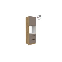 K&uuml;chen-Preisbombe K&uuml;chen Hochschrank 60 cm K&uuml;che ARIA Sandgrau matt Anti Fingerprint K&uuml;chenzeile