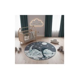 KADIMA DESIGN Spielteppich COGNE in Blau, mit Dino-Motiv, &Oslash; 120 cm