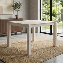 FineBuy Esstisch Massivholz 80cm Esszimmertisch White Wash K&uuml;chentisch 4 Personen Tisch