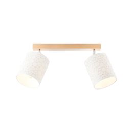 Brilliant Galance Spotbalken 2flg holz hell/wei&szlig; Innenleuchten,Strahler,-Balken 2x A60, E27, 40W, geeignet f&uuml;r Normallampen (nicht enthalten) Edler Strukturschirm aus echter Vinyl-Tapete