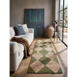 L&auml;ufer Rauten Olivegr&uuml;n 60 x 230 cm - BAIN KADIMA DESIGN