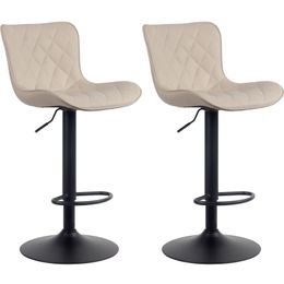 CLP 2er Set Barhocker Emma - H&ouml;henverstellbare Barst&uuml;hle - 360&deg; Drehst&uuml;hle Mit R&uuml;ckenlehne F&uuml;r K&uuml;che Und Bistro