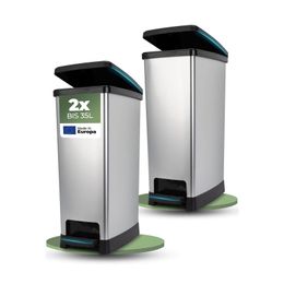 Novaliv 2x Gro&szlig;er M&uuml;lleimer mit Deckel - 35L Tretm&uuml;lleimer mit Soft-Close-System - Stabiler Abfalleimer mit Deckel & Fu&szlig;pedal - Geruchsdichter M&uuml;lleimer K&uuml;che u.v.m - Treteimer M&uuml;llbeh&auml;lter