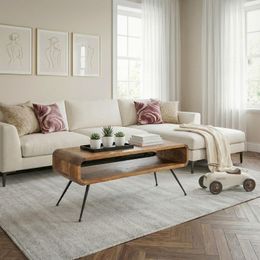 FineBuy Couchtisch Mango Massivholz 105cm Wohnzimmertisch Sofatisch Beistelltisch Ablage