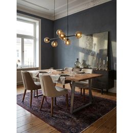 KADIMA DESIGN Esstisch Massivholz Metall Trapezgestell Baumkante Rechteckig, Akazie 140x80x76 cm