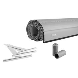 Schellenberg Rolladenpanzer Set PVC Maxi, 110 x 130 cm, f&uuml;r 60 mm Stahlrohrwellen, inklusive Rolladen Aufh&auml;ngefeder, Alu-Endleiste, Rolladenstopper, grau