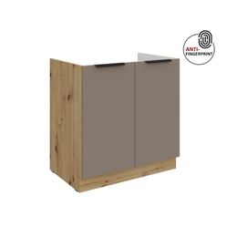 K&uuml;chen-Preisbombe K&uuml;chen Sp&uuml;lenschrank 80 K&uuml;che ARIA Sandgrau matt Anti Fingerprint K&uuml;chenzeile