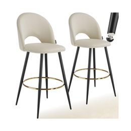 TecTake&reg; Barstuhl, in Samtoptik, gepolstert, pulverbeschichtete Stahlbeine, 49 x 58 x 110 cm, Belastbarkeit 120 kg