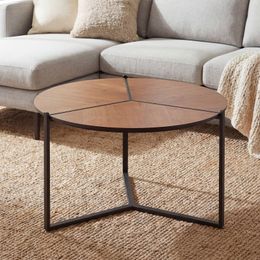 FineBuy Couchtisch 80cm MDF Holzoptik Runder Sofatisch Wohnzimmertisch Beistelltisch
