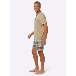 Herren Shorty im Karo-Muster beige-kariert, Gr&ouml;&szlig;e 52/54