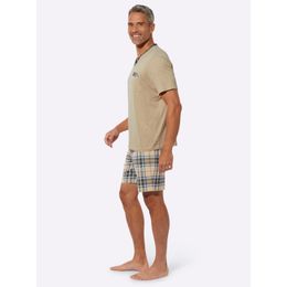 Herren Shorty im Karo-Muster beige-kariert, Gr&ouml;&szlig;e 60/62