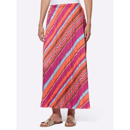 Heine Witt Damen Plisseerock, orange-fuchsia-gestreift, Gr&ouml;&szlig;e 48