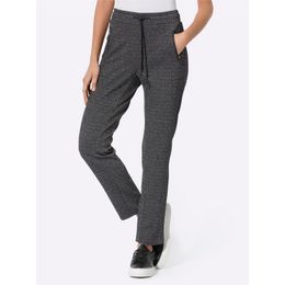 WITT Damen Jogg Pants mit Glanzgarnen, schwarz-silberfarben-gemustert, Gr&ouml;&szlig;e 42