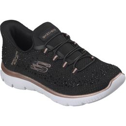 Skechers Summits Brilliant Shine Damen Schwarz Mesh/Ros&eacute;gold Akzent Sneaker