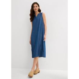 bonprix Jeanskleid, blau, Gr.48, Jeanskleid Midi-L&auml;nge mit Taschen, 100% Baumwolle