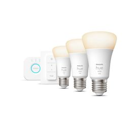 Philips Starter-Set 'Hue White' E27 inkl. 3 x LED-Lampe E27 9,5 W, Dimmschalter