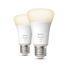 PHILIPS Hue LED-Leuchtmittelset 'Hue White' dimmbar matt E27 9,5 W 1055 lm warmwei&szlig; 2 St&uuml;ck