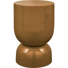 Beistelltisch Woood, B:32cm H:47cm T:32cmorange, orange, orange, Wohnzimmer, Tische, "Glanz Metall mit Hochglanz-Lackierung in spielerischer Form", H