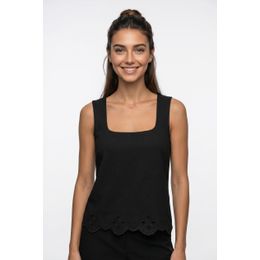 V&eacute;ro Moda VERO MODA Damen Spitzentop "VMLOUISE SL SQUARE NECK TOP JRS"schwarz, Gr. S, unifarben, Jersey, Obermaterial: 100% Baumwolle, Tops, Baumwolle, regular