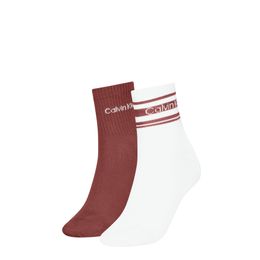 Calvin Klein Damen Kurzsocken "CK WOMEN SHORT SOCK 2P SPORT STRIPE"rust rot, Obermaterial: 61% Baumwolle, 34% Polyamid, 4% Elasthan, 1% Viskose,