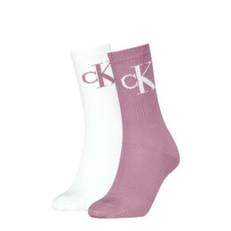 M&auml;dchen Socken "CKJ WOMEN SOCK 2P MONOGRAM", Calvin Klein Jeans, Gr. 35vintage plum, Baumwollmischung, Socken, mit extra breitem B&uuml;ndchen,