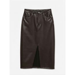 V&eacute;ro Moda VERO MODA Damen Lederimitatrock "VMVERI HR CALF PL SKIRT NOOS"chocolate torte, Gr. XS, unifarben, Web, Obermaterial: 96% Polyester, 4% Elasthan,