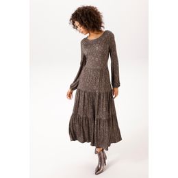 Aniston CASUAL Damen Jerseykleidbraun, tapue, Gr. 40, bedruckt, gebl&uuml;mt, Single Jersey, Obermaterial: 95% Viskose, 5% Elasthan, Kleider, mit dezenten