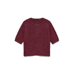 V&eacute;ro Moda VERO MODA Damen Strickjacke "VMDOFFY 2/4 O-NECK BUTTON CARDIGAN NOOS"windsor wine detail:with schwarz melange, Gr. S, meliert, Strick, Obermaterial: