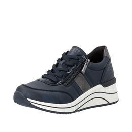 Remonte Damen Keilsneaker, Gr. 43blau kombiniert, Lederimitat, Schuhe, Halbschuh, Freizeitschuh, Schn&uuml;rer mit praktischem Au&szlig;enrei&szlig;verschluss