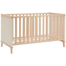 Paidi Gitterbett Malio, Beige, Holz, Holzwerkstoff, Buche, massiv, 76.2x83.3x144.6 cm, Blauer Engel, Goldenes M, zum Juniorbett umbaubar, h&ouml;henverstellbar, Sitzsofa Aufbauanleitung im Karton, Lattenrost inklusive, Schlupfsprossen, Babym&ouml;bel, Babybetten, Gitterbett