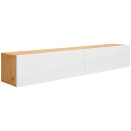 Mid.you Lowboard, Natur, Wei&szlig; Hochglanz, Holz, Holzwerkstoff, Eiche, furniert, 33x30x180 cm, Holzm&ouml;bel, Kleinm&ouml;bel Holz, Holzkommoden, Lowboards Holz