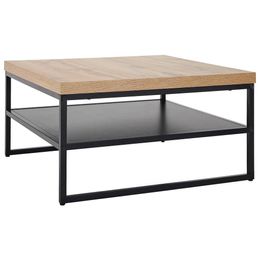 Carryhome Couchtisch, Natur, Schwarz, Metall, Holzwerkstoff, quadratisch, eckig, 75x40x75 cm, Wohnzimmer, Wohnzimmertische, Couchtische