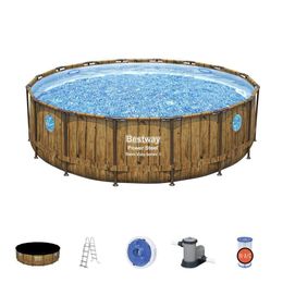 Bestway Poolset, Blau, Braun, Wei&szlig;, Metall, Kunststoff, 122 cm, Freizeit, Pools und Wasserspa&szlig;, Pools, Aufstellpools
