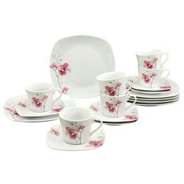 Creatable Kaffeeservice, Wei&szlig;, Keramik, 18-teilig, Blume, 200 ml,200 ml, lebensmittelecht, Essen & Trinken, Geschirr, Geschirr-Sets, Kaffeeservice