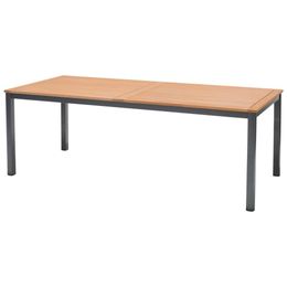 Ambia Garden Gartentisch, Dunkelgrau, Teak, Holz, Metall, Eukalyptusholz, massiv, rechteckig, eckig, 90x74x206 cm, Fsc, Gartenm&ouml;bel, Gartentische, Gartentische