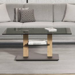 Pharao24.de Couchtisch Glastisch in modernem Design h&ouml;henverstellbar