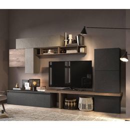 Pharao24.de Schrankwand Designer Wohnwand 280 cm breit melaminbeschichtet (neunteilig)