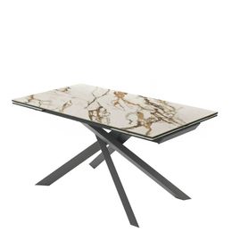 Pharao24.de Esstisch Esszimmer Tisch mit Keramik Oberfl&auml;che und Mikado Fu&szlig;gestell
