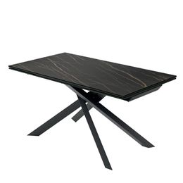 Pharao24.de Ausziehtisch Tisch Esszimmer in Schwarz mit Mikado Fu&szlig;gestell