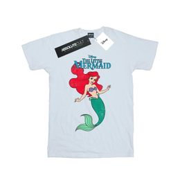 Disney Damen/Damen Die kleine Meerjungfrau Linie Ariel Baumwolle Boyfriend T-Shirt (Wei&szlig;)