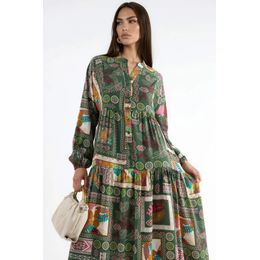 V-Ausschnitt Gemustertes Maxikleid