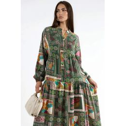 V-Ausschnitt Gemustertes Maxikleid