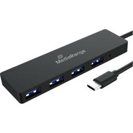 MediaRange USB Typ-C Verteiler, 4 Ports, f&uuml;r USB 3.0 und 2.0, Plug-and-Play, schwarz