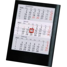 Tisch-Aufstellkalender Standard 2027/2028, 24 Seiten, roter Datumsschieber, B 120 x H 160 mm, Kunststoff, schwarz