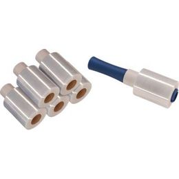 Komplettset 6 Rollen PE-Mini-Stretchfolien, transparent, 100 mm breit + 1 Abroller